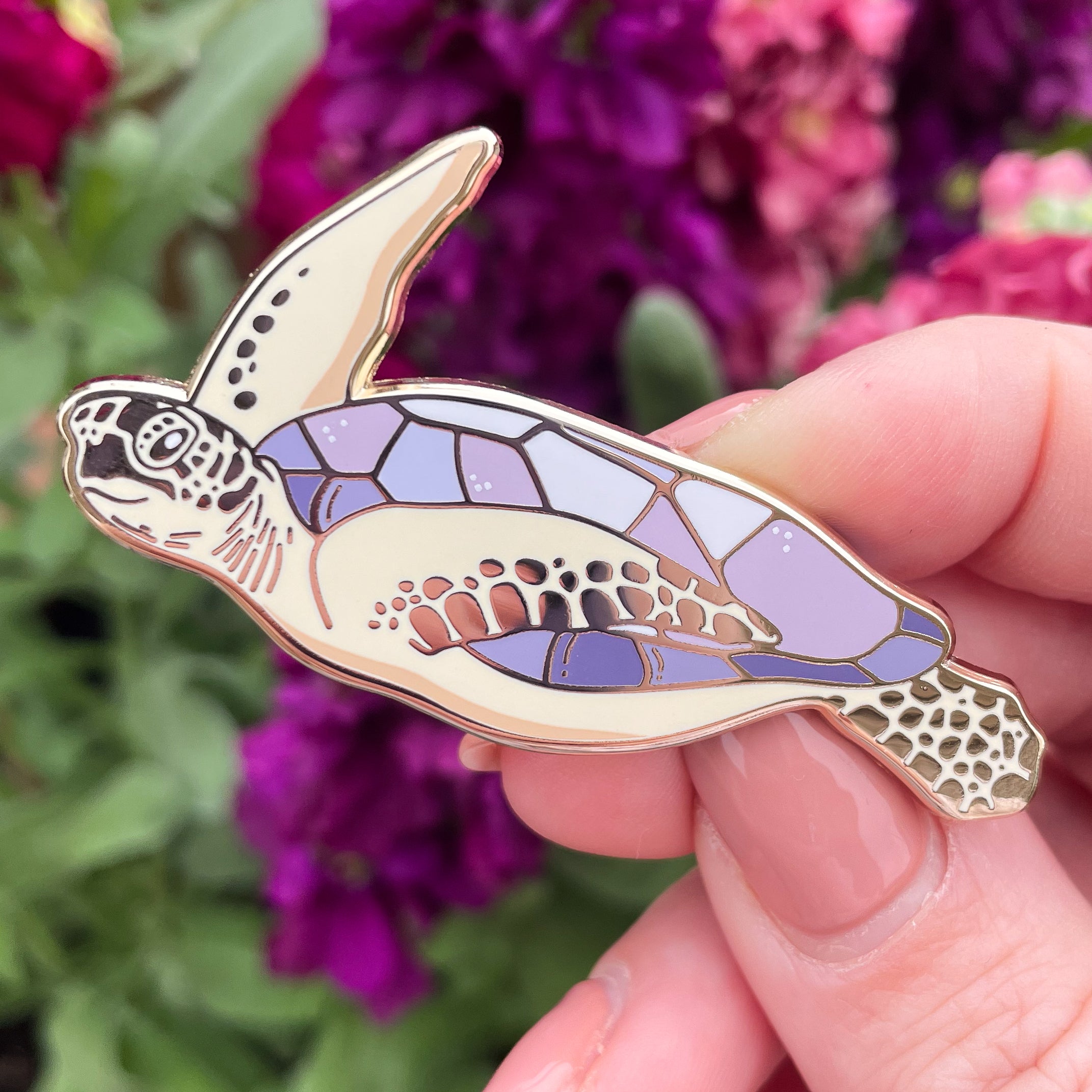 Amethyst Turtle Enamel Pin – Pintada Designs