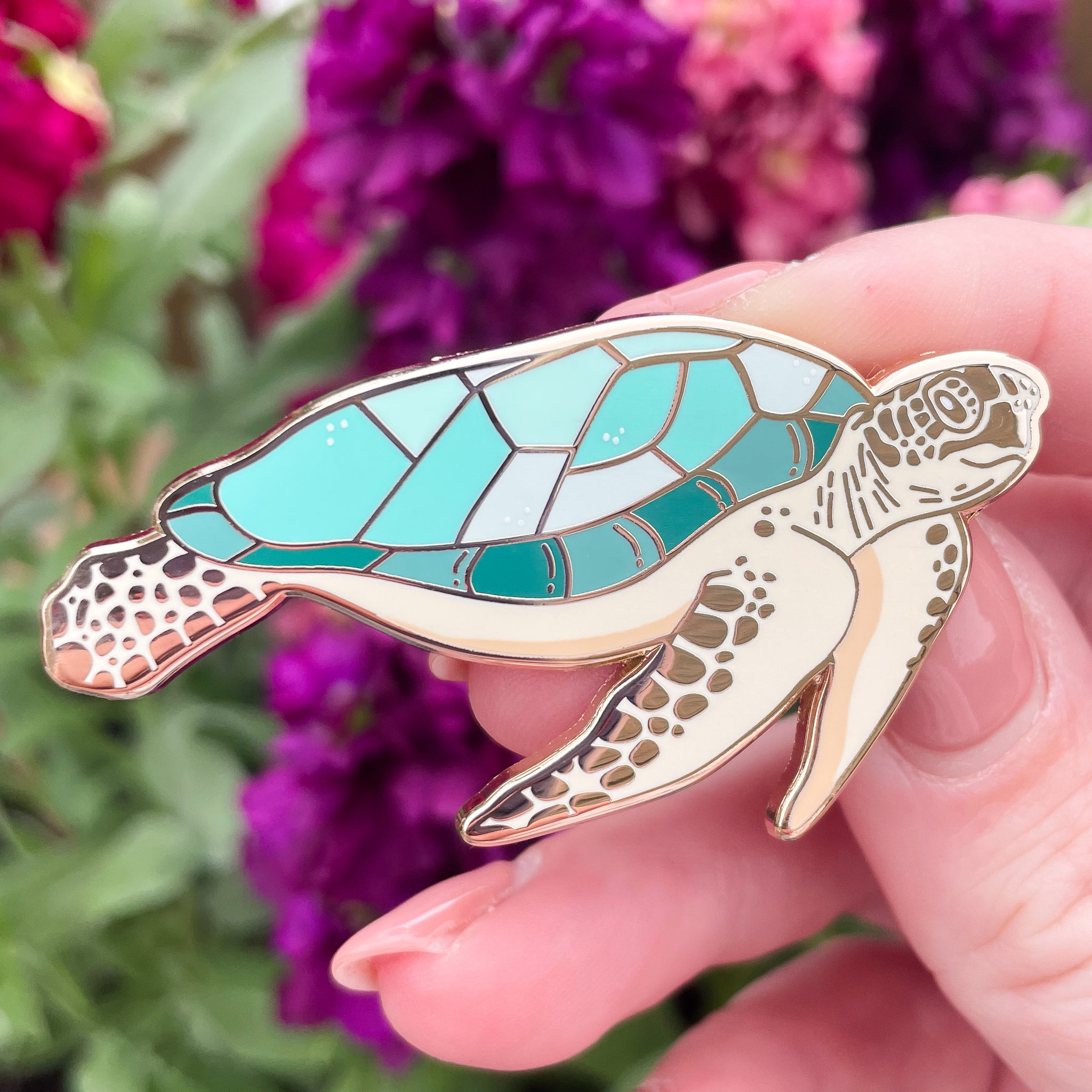 Turquoise Turtle Enamel Pin – Pintada Designs